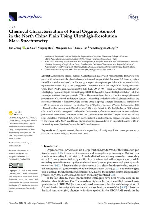 Pdf Chemical Characterization Of Rural Organic Aerosol In The North China Plain Using
