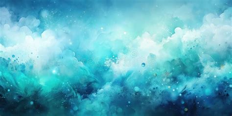 Abstract Teal And White Cloud Formation With Glimmering Lights