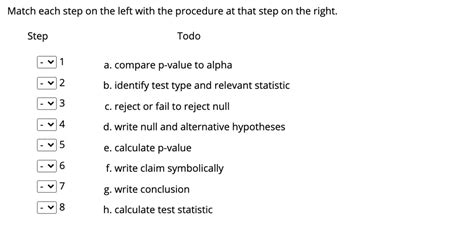 [get answer] match each step on the left with the procedure at that