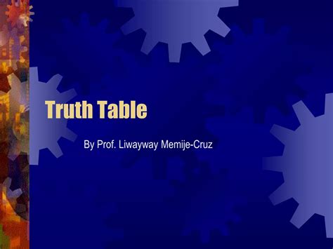 Truth Table PPTX Programming Languages Computing