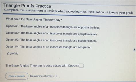 Solved Triangle Proofs Practice Complete This Assessment To Review