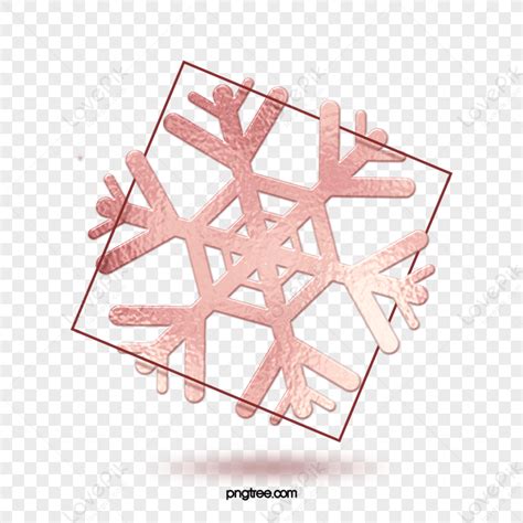 로즈 골드 눈송이 일러스트 기하학적 테두리 질감낭만적 인장식 Png 일러스트 무료 다운로드 Lovepik