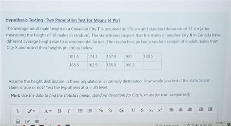 Hypothesis Testing Two Population Test For Means Chegg