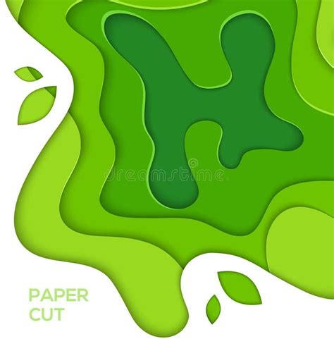 Grass Green Abstract Layout Vector Paper Cut Illustration Stock