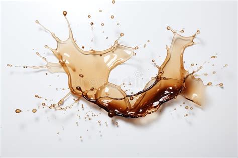 Splash Puddle Of Spilled Black Coffee On A White Background Generated By Artificial