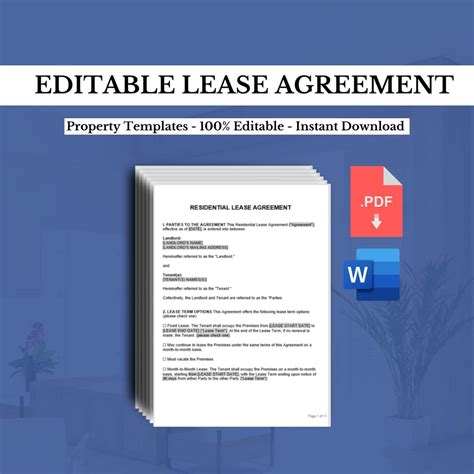Basic Rental Agreement Template Printable Landlord Forms Editable Lease