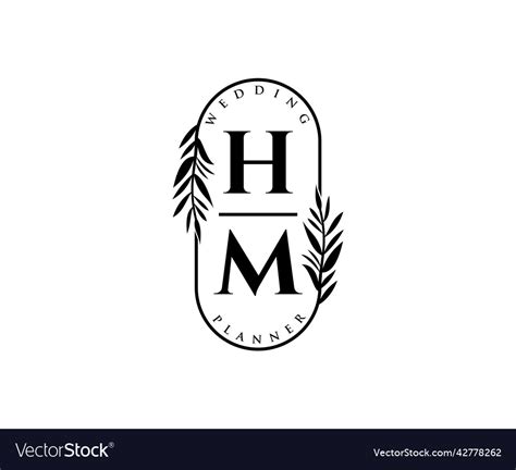 Hm Initials Letter Wedding Monogram Logos Vector Image