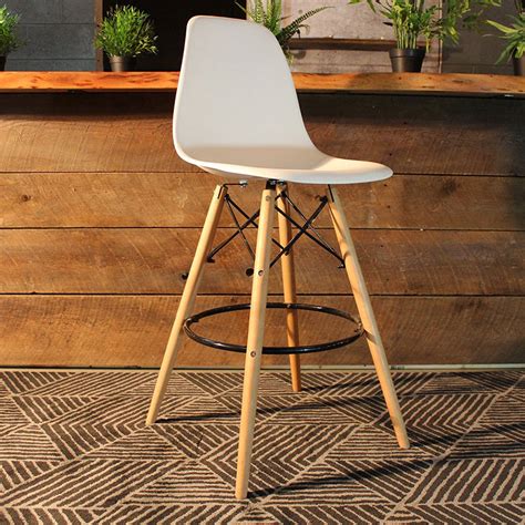 Buy Charles Eames Style Dsw Modern Bar Stool White Wooden Street