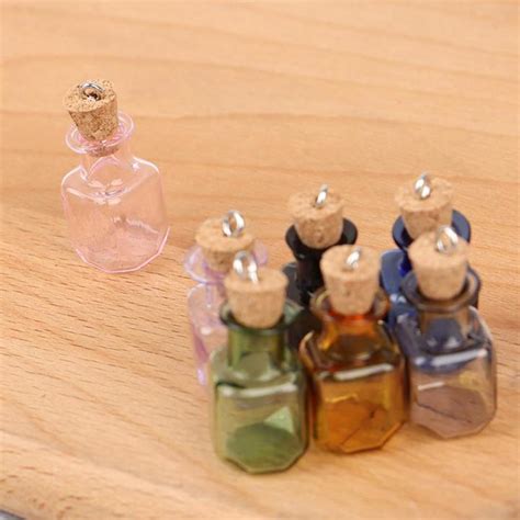 7pcsmini Glass Color Bottles Rectangle Cute Bottles T Tiny Jars Vials Mix Bd
