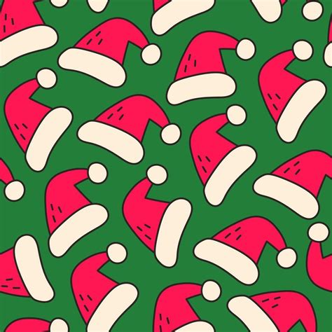 Santa Hat Doodle Seamless Pattern 49756497 Vector Art At Vecteezy