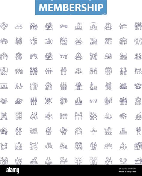 Membership Line Icons Signs Set Enrollment Subscription Admittance