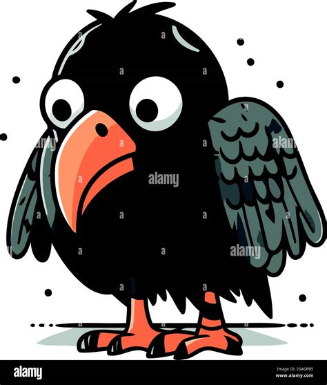 Cute Cartoon Crow Vector Illustration Isolated On A White Background
