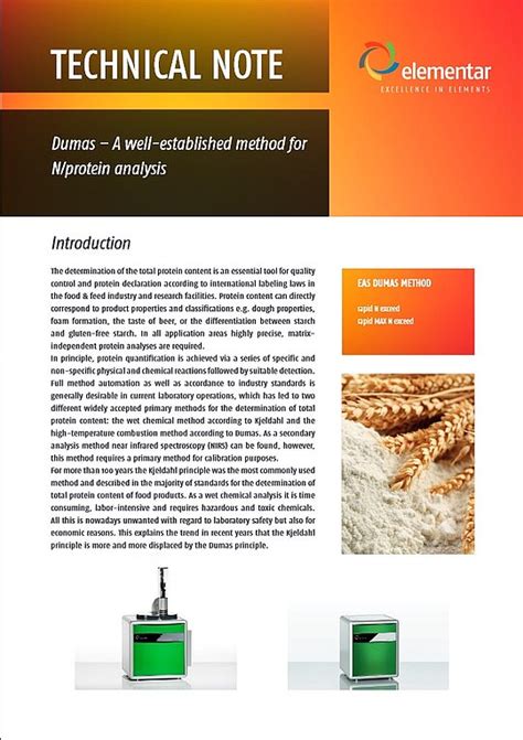 Stickstoff Und Proteinbestimmung In Lebensmitteln Nach Der Dumas