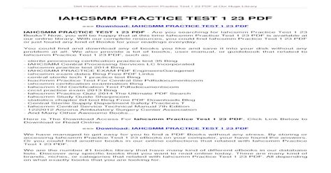 ☑ Iahcsmm Practice Test Chapter 14