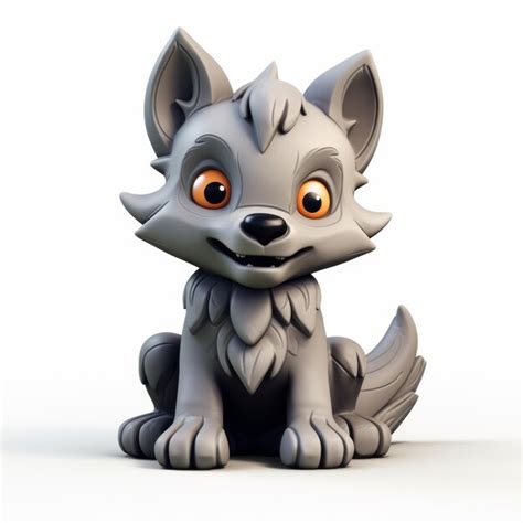 Premium Photo Whimsical 3d Grey Wolf With Big Eyes Cute Clay Render