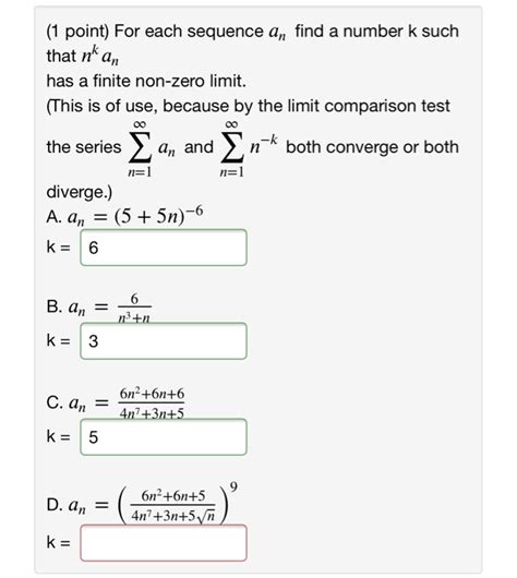 Solved Point For Each Sequence An Find A Number K Such Chegg