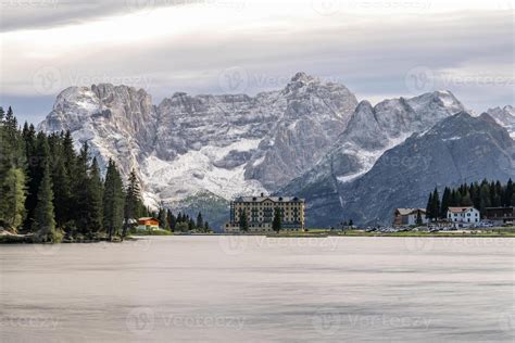 Lago Di Misurina Misurina Lake Winter Season Dolomiti Italy