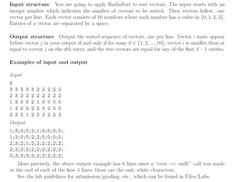 You Are Going To Apply Radixsort To Sort Vectors The