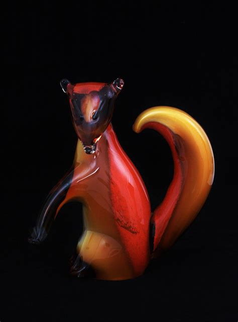 Alfredo Barbini Murano Squirrel Figure In Amber And Orange Glass For