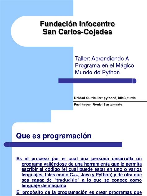Diapositivas Taller Python Descargar Gratis Pdf Programación De