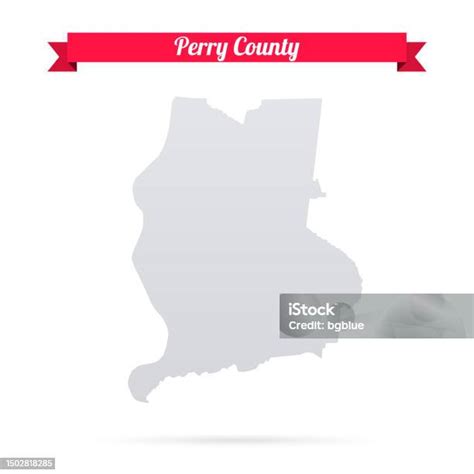 Perry County Tennessee Map On White Background With Red Banner Stock