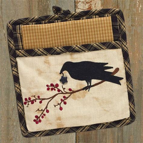 Crow W Berries Potholder Set Crow Primitive Decorating Country Pot