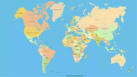 Printable Accurate Map Of World Poster In Pdf Format