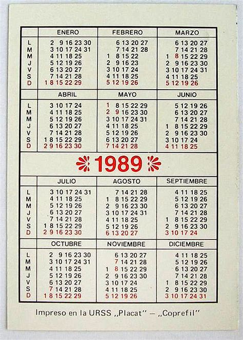 1989 Calendar