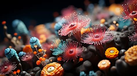 Macroscopic Views Of Various Organisms Under A Microscope Premium Ai