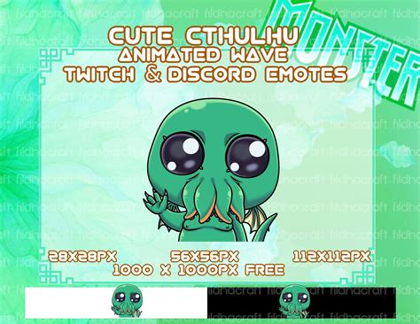 Cute Cthulhu Twitch Emotes Animated Wave Cthulhu Emotes Pack Cthulhu