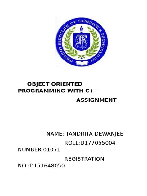 C Object Oriented Programming Assignment Pdf