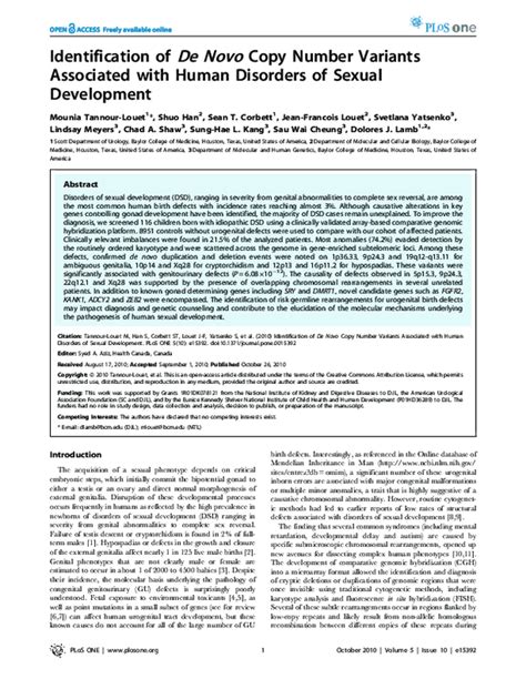 Pdf De Novo Copy Number Variants In Disorders Of Sexual Development