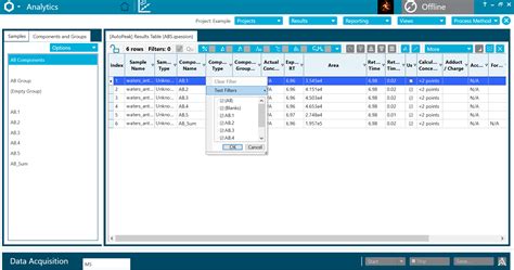 can i use a regular expression regex to filter data in sciex os software