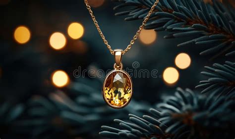 Elegant Gold Necklace With Yellow Gemstone Pendant Surrounded By