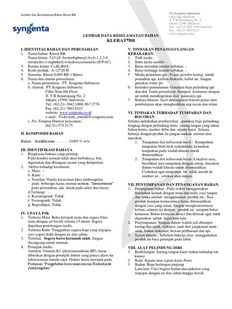 Msds Klerat Pdf