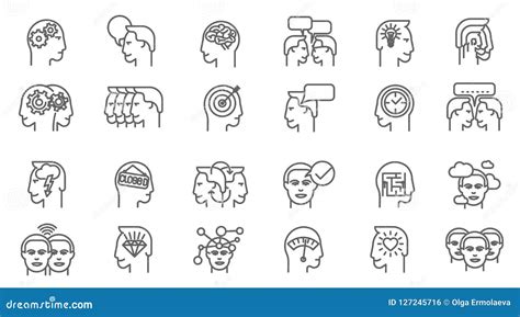 Thin Line Vector Brainstorming Business Icon Set Stock Vector Illustration Of Management
