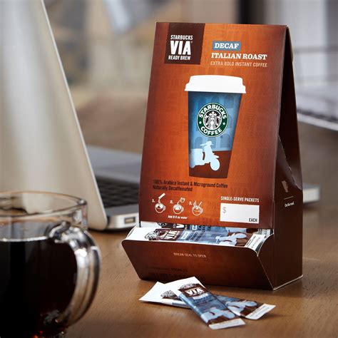 Starbucks Via Ready Brew Coffee Decaf Italian Roast 33 Gram Packages