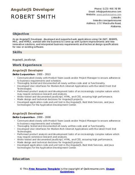 10 Angularjs Developer Resume Samples And Templates For 2025