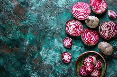 Premium Photo Top View Of White And Pinkish Red Root Vegetable