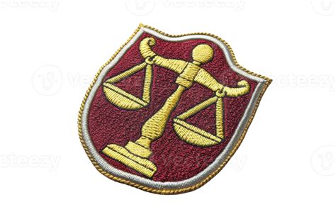 Detailed Embroidered Patch Featuring A Golden Justice Scale Symbol On A