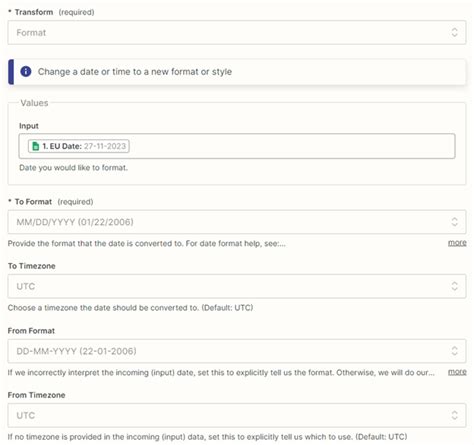 zapier formatting spreadsheetweb help