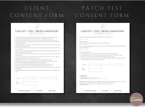 Brow Lamination Form Lash Lift And Tint Forms Editable Client Consent