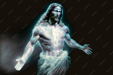 Premium Photo Hologram Of Jesus Chist On Black Background Neural