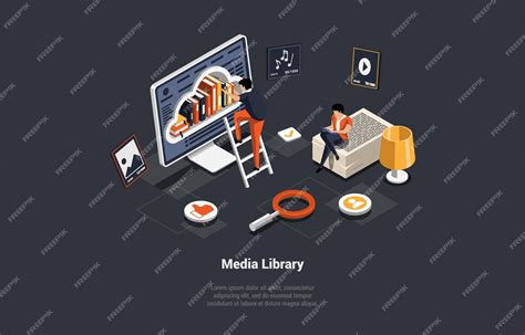 Premium Vector Self Education And Media Library Character Searching A
