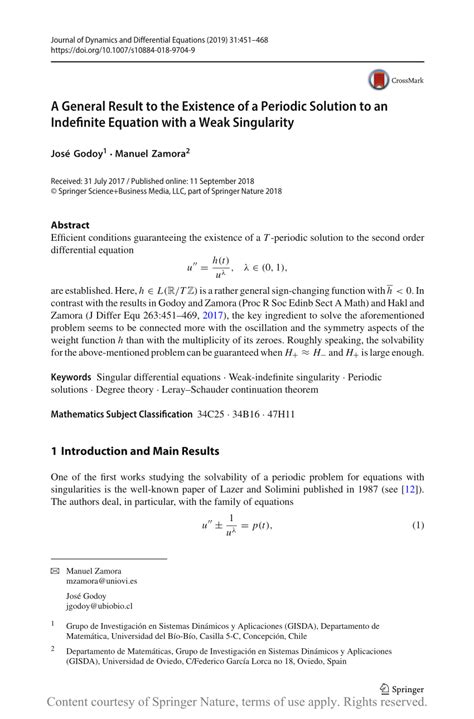 A General Result To The Existence Of A Periodic Solution To An Indefinite Equation With A Weak