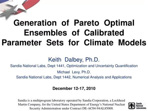Ppt Generation Of Pareto Optimal Ensembles Of Calibrated Parameter