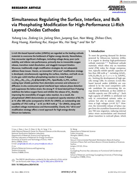 Pdf Simultaneous Regulating The Surface Interface And Bulk Via Phosphating Modification For