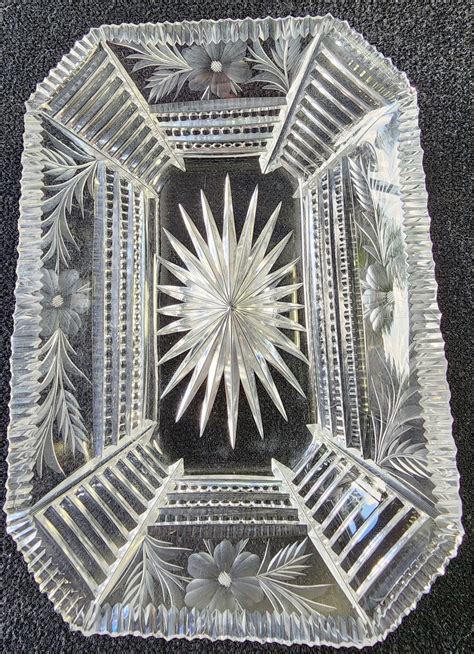 Tuthill Hand Cut Glass Tectangle Dish Ebay