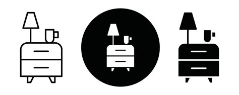 Bedside Table Outline Icon Collection Or Set Bedside Table Thin Line