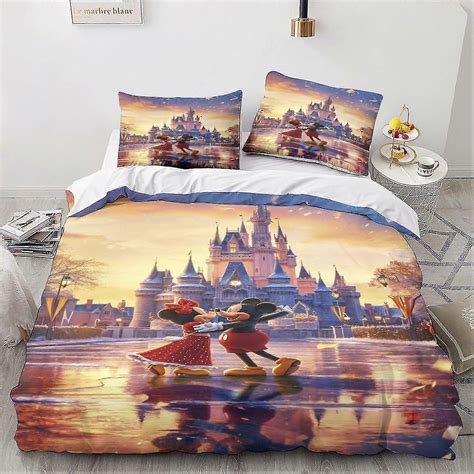 Mickey Mouse Comforter Cover Set With Hidden Zipper Luxurious Microfiber Cartoon Bedding